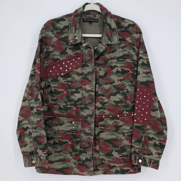 Zara | Jackets & Coats | Zara Camo Utility Jacket Camouflage Studded ...